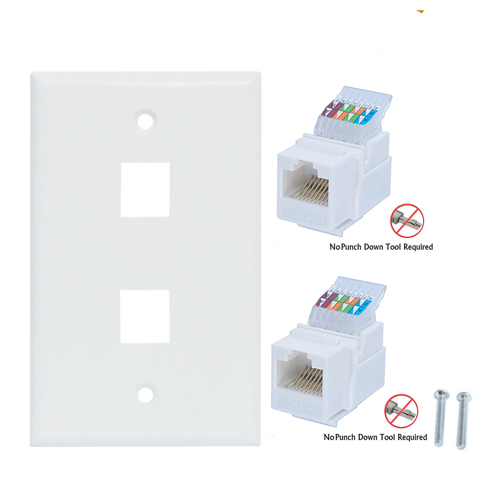 2 Port Cat6 Ethernet Wall Plate Ethernet Cable Wall Plate Adapter