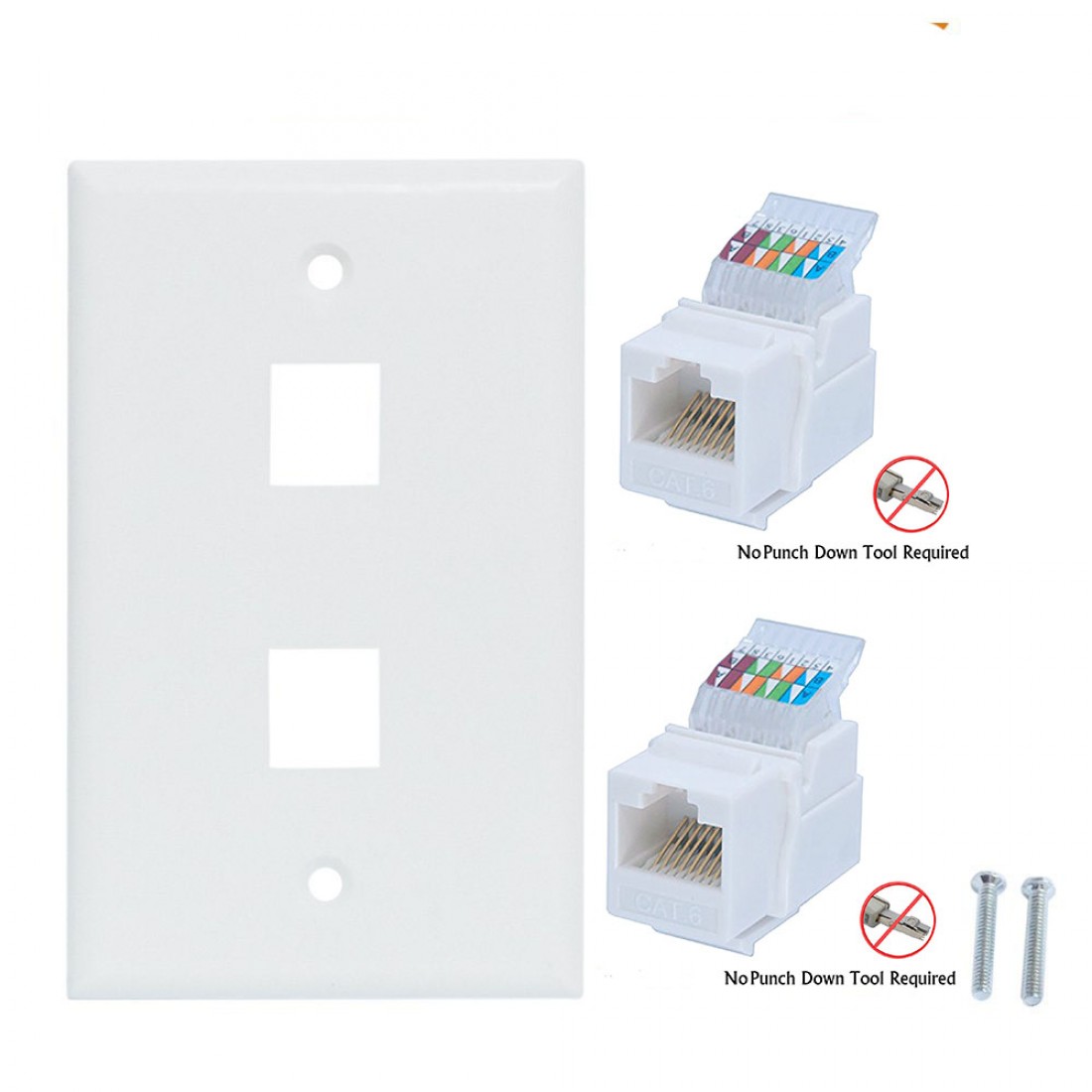 2 Port Cat6 Ethernet Wall Plate Ethernet Cable Wall Plate Adapter