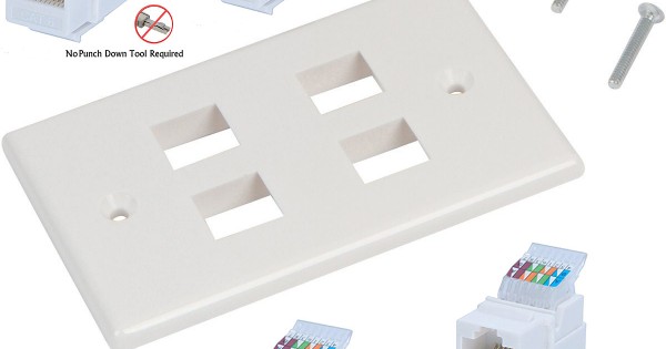 DIY Ethernet Wall Plate 4 Port Cat6 Ethernet Cable Wall Plate Adapter