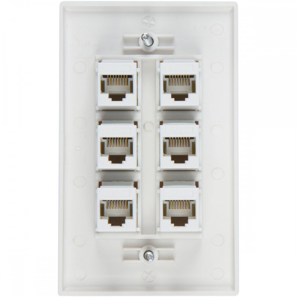 Ethernet Wall Plate 6 Port Cat6 Ethernet Cable Wall Plate Adapter